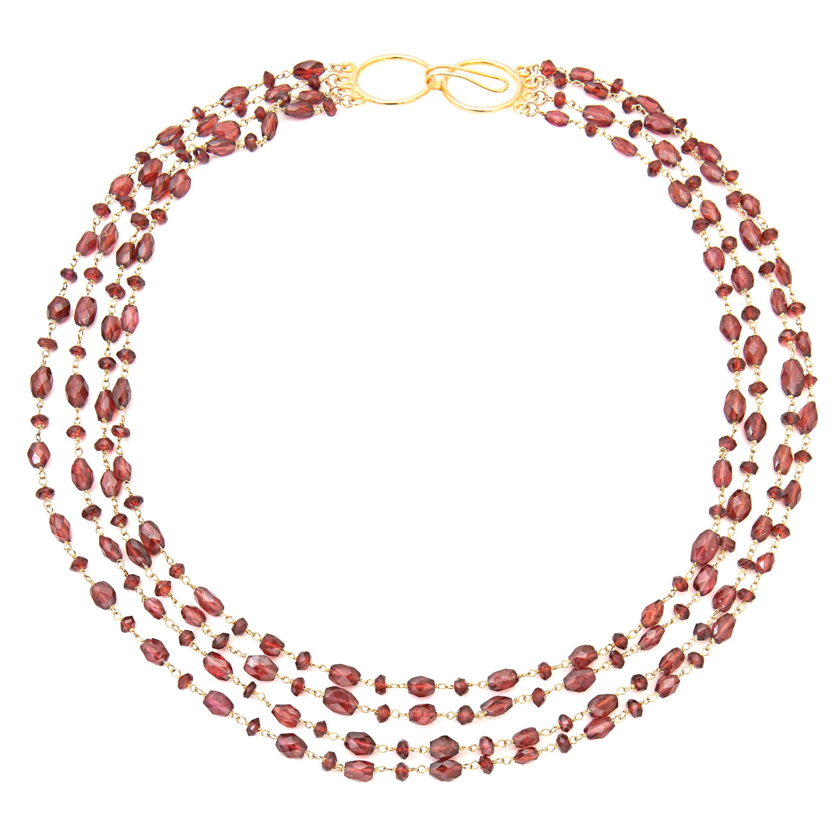 Garnet 4 Strand "Cleo" Necklace - Gold – Fego Gioielli