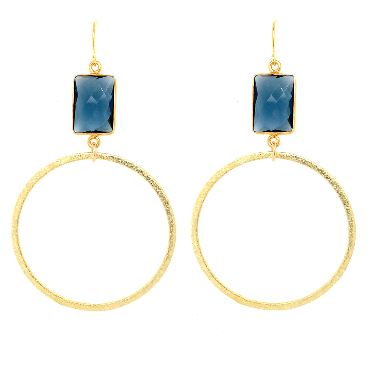Rectangle Semi-Precious Faceted Large Gold Hoops – Fego Gioielli